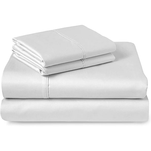 Pizuna 400 Thread Count Queen Cotton Sheets Set White 100 Long Staple