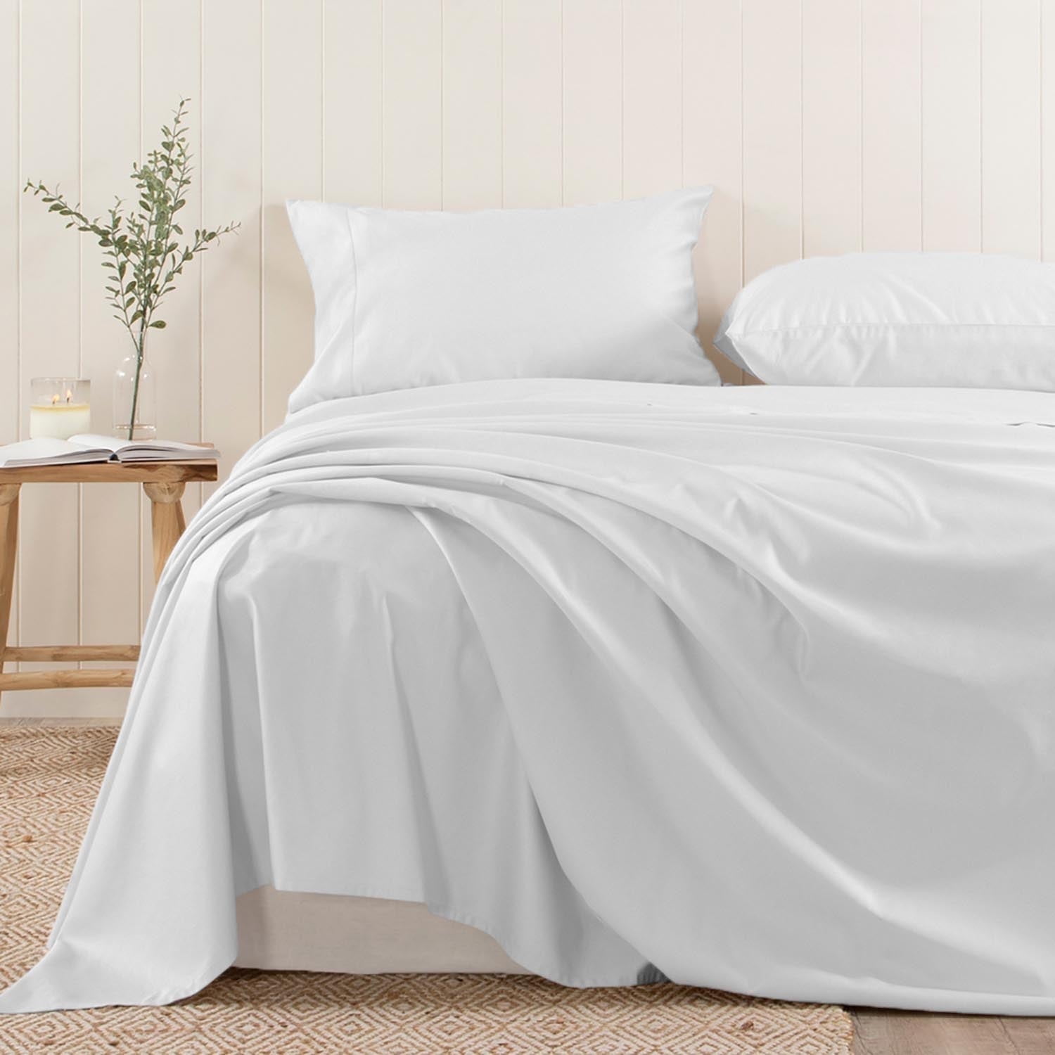 Pizuna Pure 100% Cotton Flat Sheets Only Full White (1 PC), Luxurious ...
