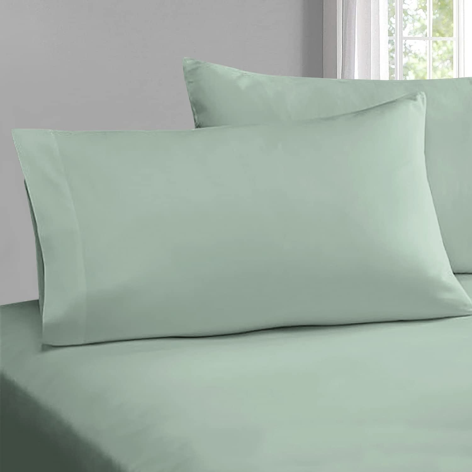 Pizuna 400 Thread, Stay Cool Cotton Pillowcases, Standard Sea Foam, Set ...
