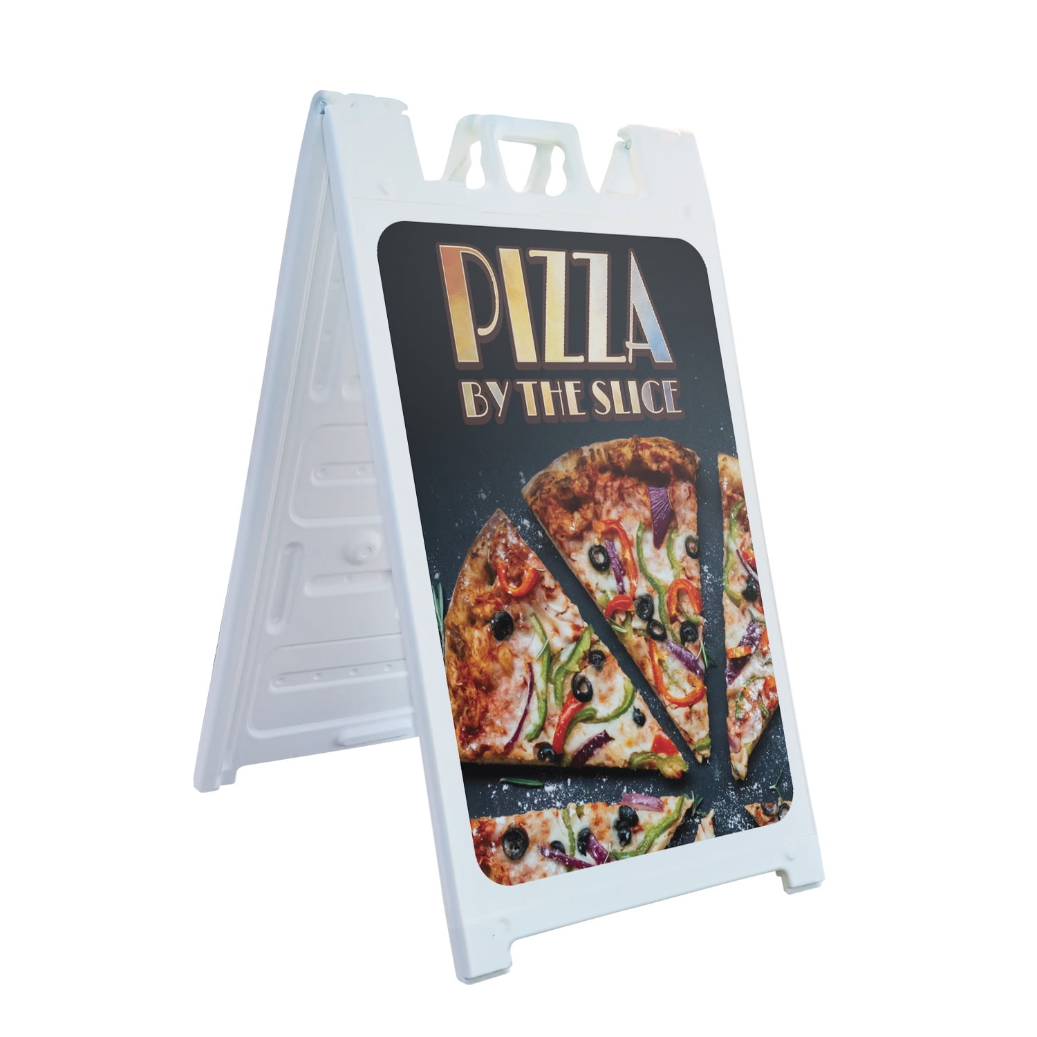 Pizza 24" x 36" Double Sided A-Frame Sidewalk Sign, Includes 2 Plastic ...