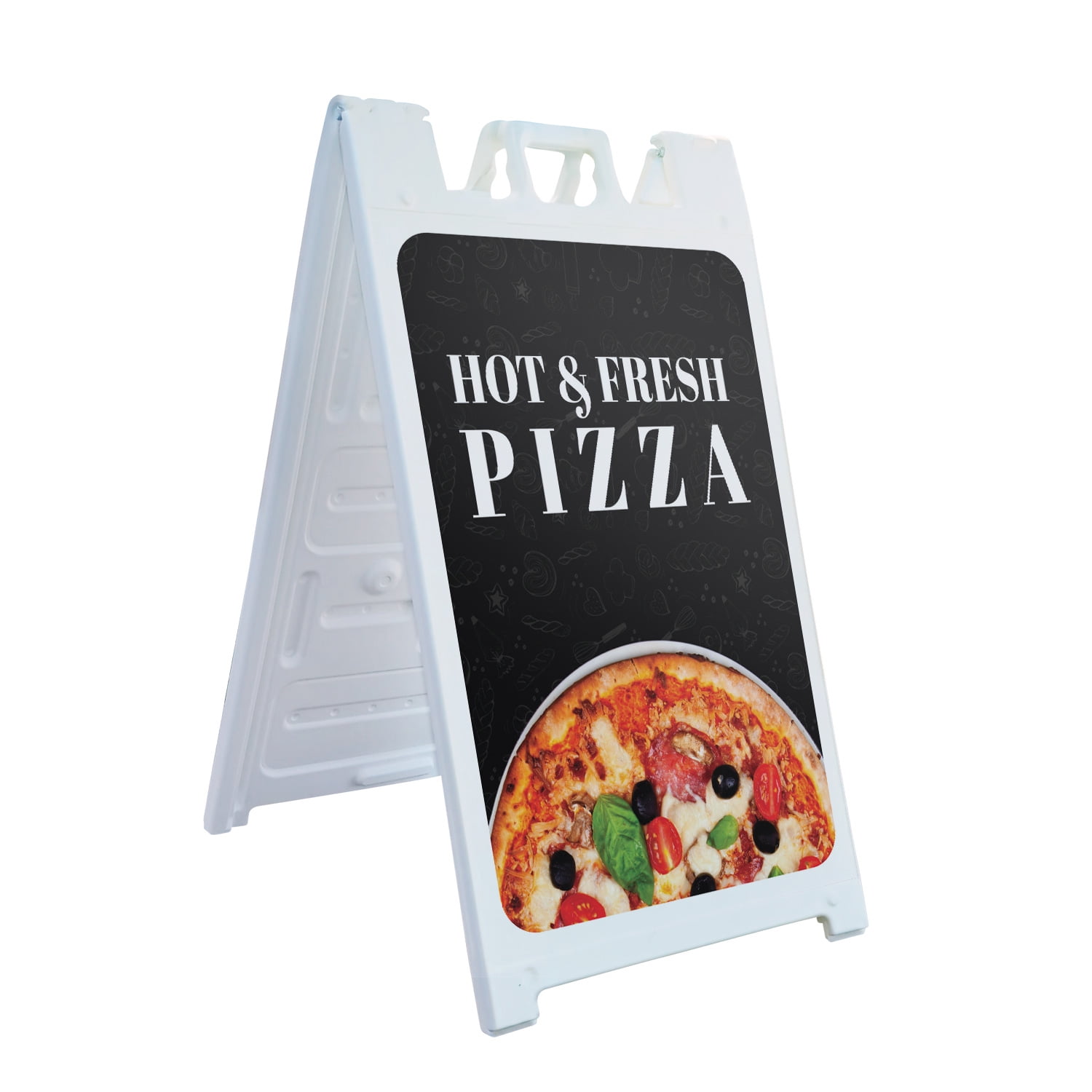 Pizza 24" x 36" Double Sided A-Frame Sidewalk Sign, Includes 2 Plastic ...