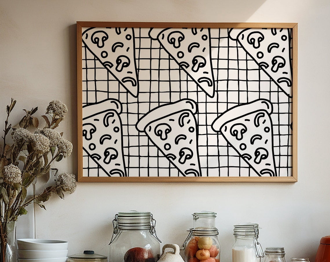 Pizza Art Print! Boho, Minimalist Modern Art, Boho&Minimalistdecor ...