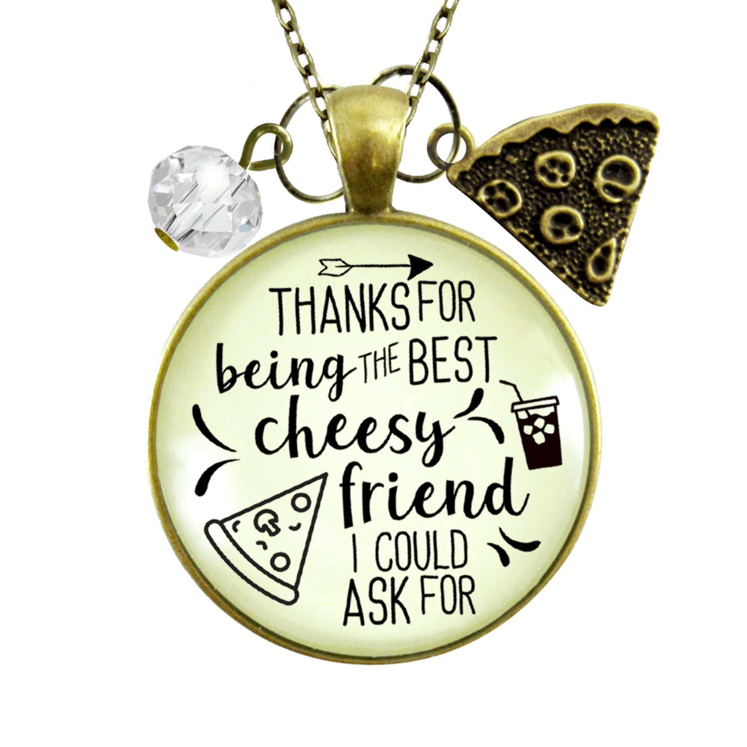 Pizza BFF Necklace Cheesy Friend Gutsy Goodness Adult Female Bronze ...