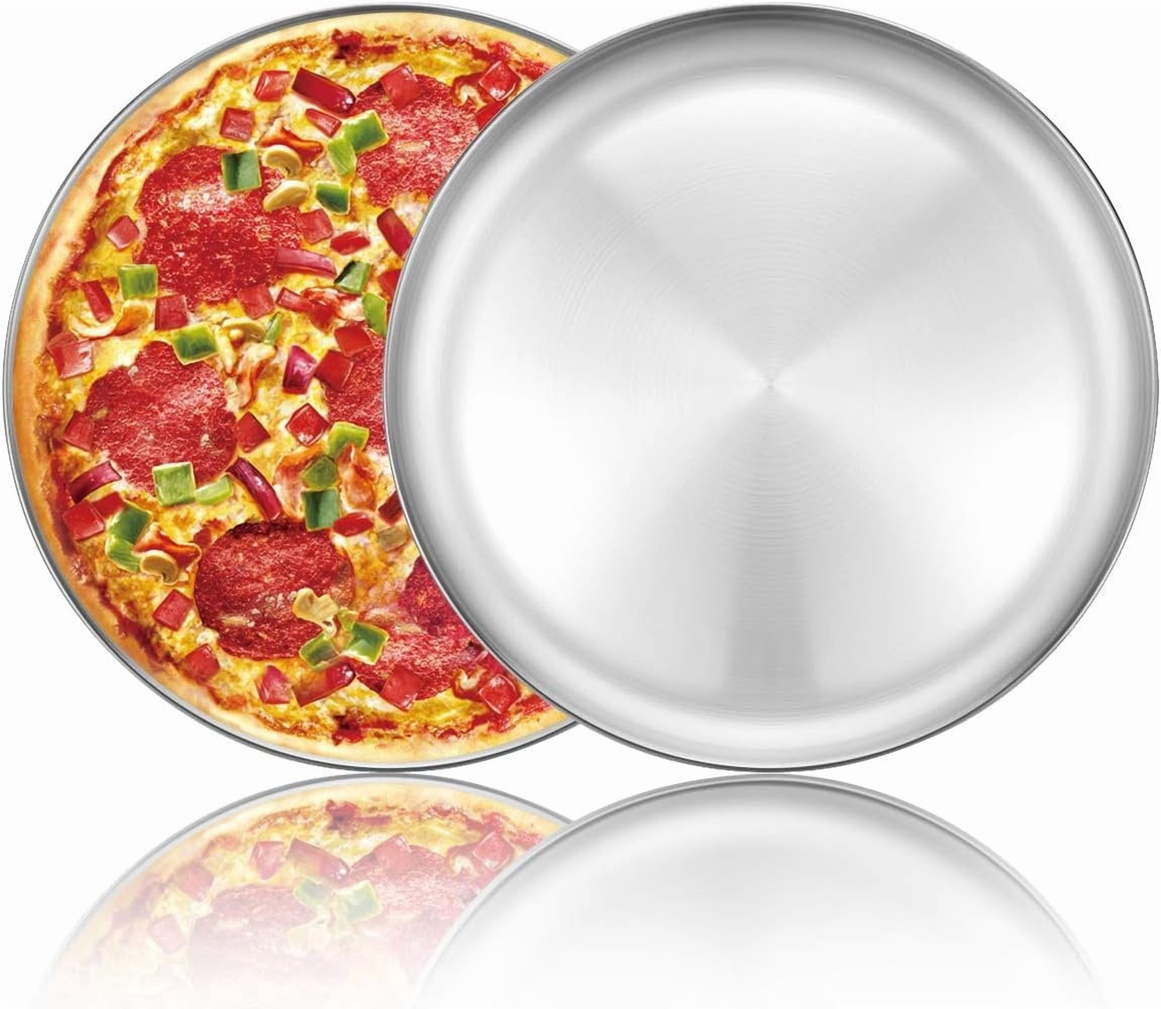 Pizza Baking Pan 12 Inch Stainless Steel Round Tray - Oven Sheet ...