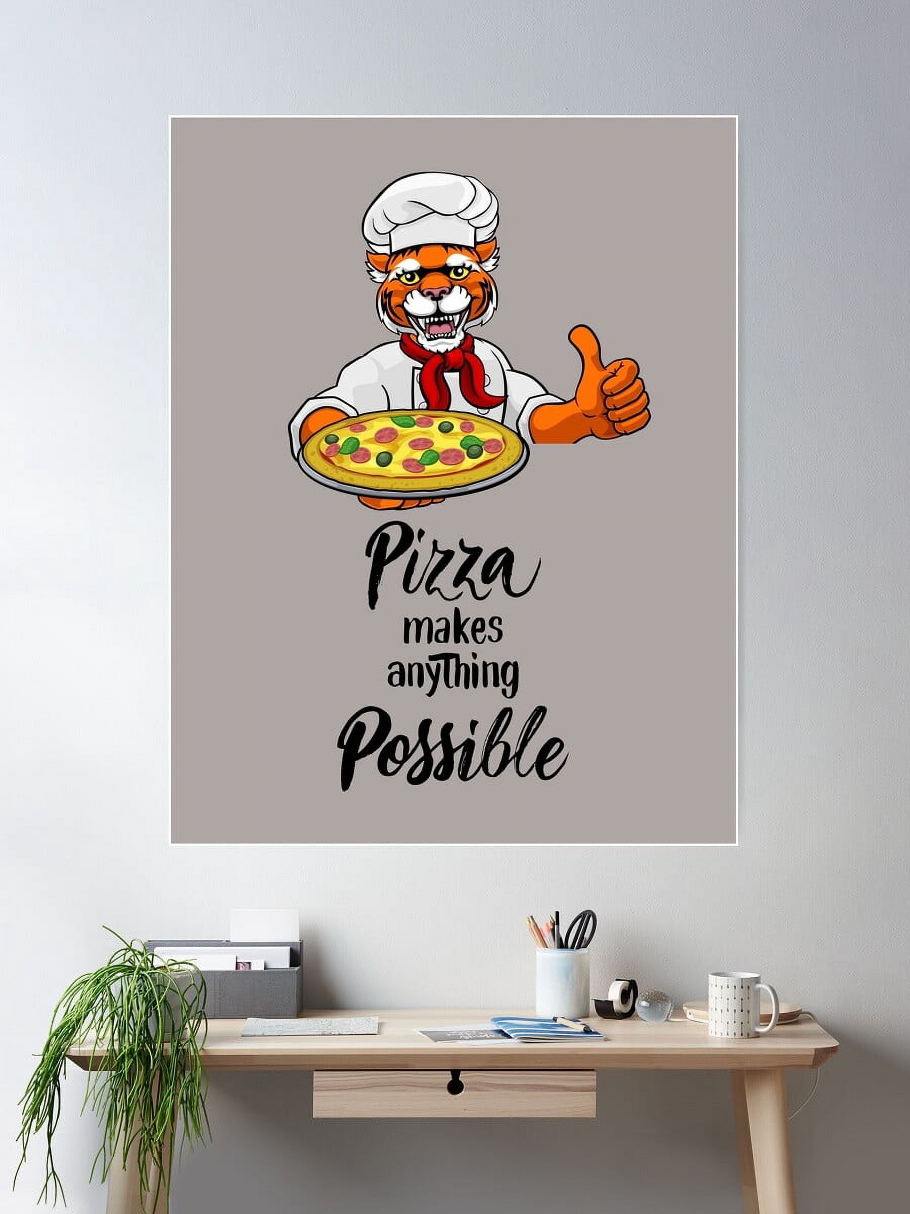 Pizza Baking Tiger Poster Wall Art, Modern Wall Decor For Living Room ...