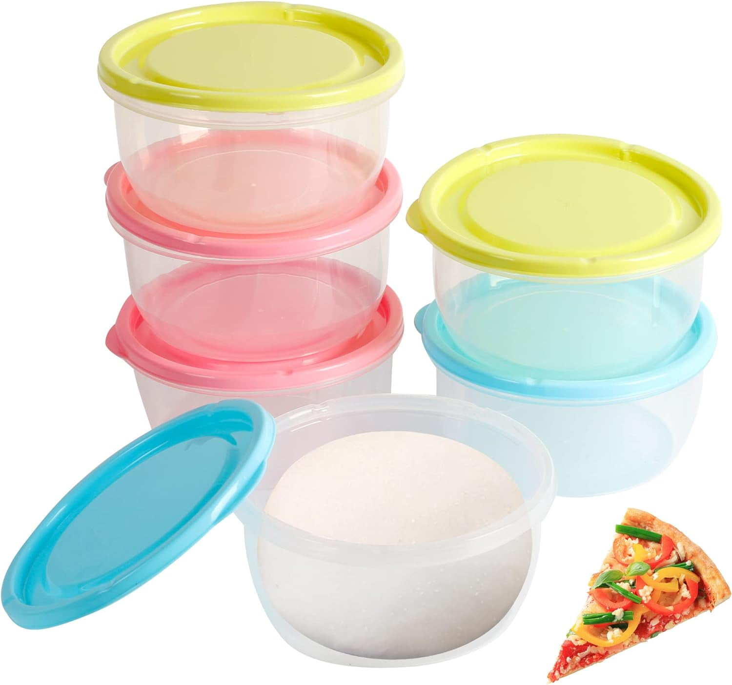 Pizza Ball Box with Lid, Boriyuan Set of 6 Stackable Pizza Dough Ball ...