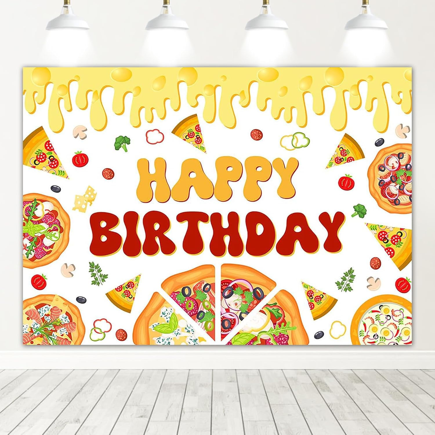 Pizza Birthday Backdrop Pizza Themed Happy Birthday Background Cooking ...