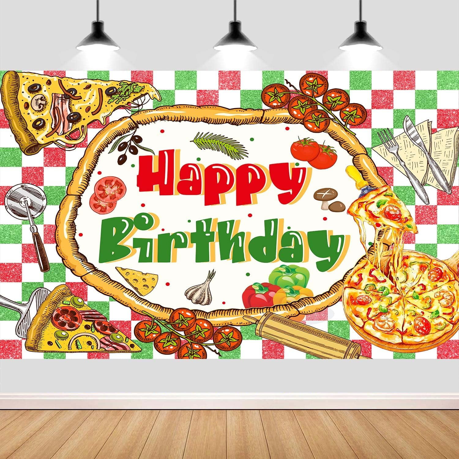 Pizza Birthday Backdrop Pizza Themed Happy Birthday Photography ...