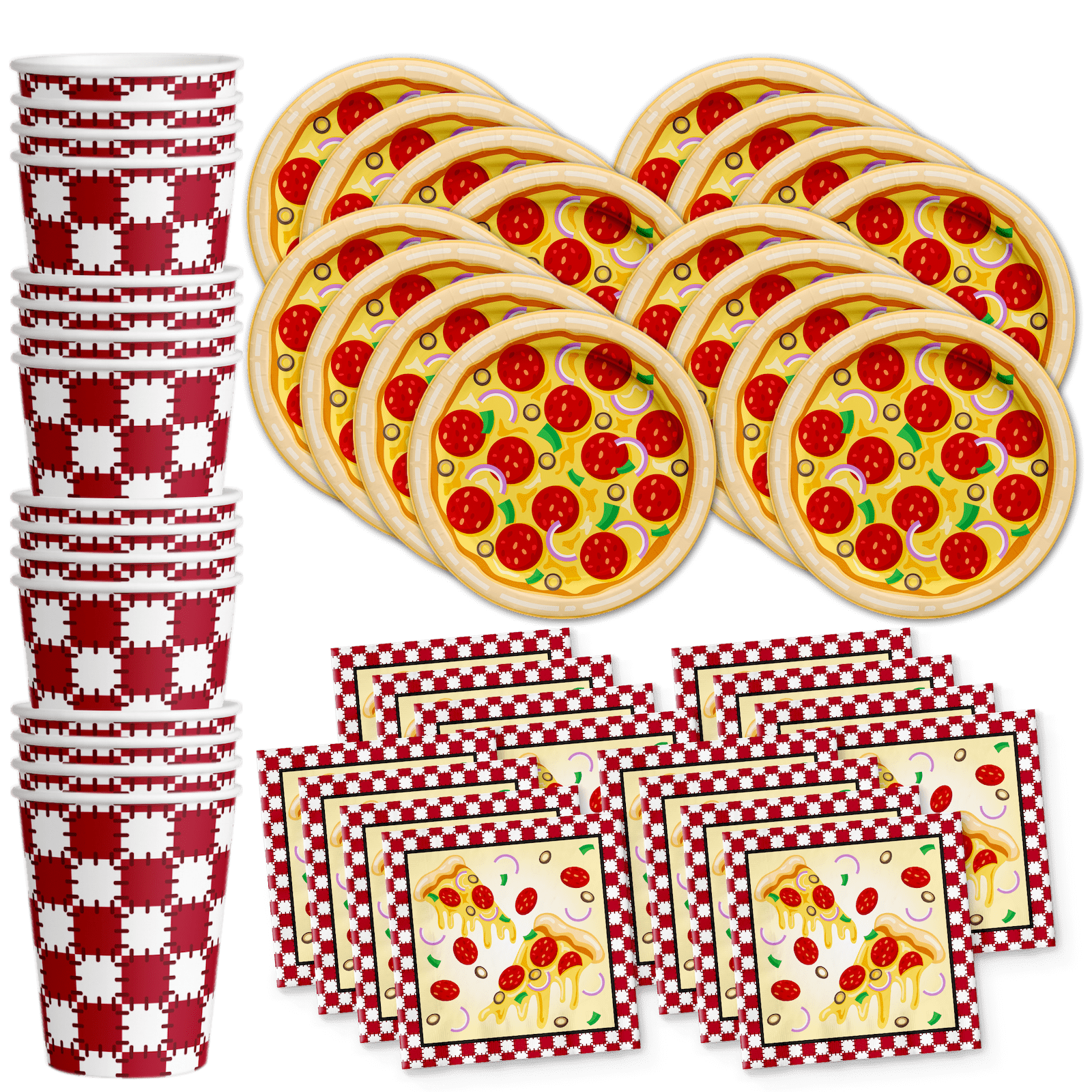 Pizza Birthday Party Supplies Set Plates Napkins Cups Tableware Kit for ...