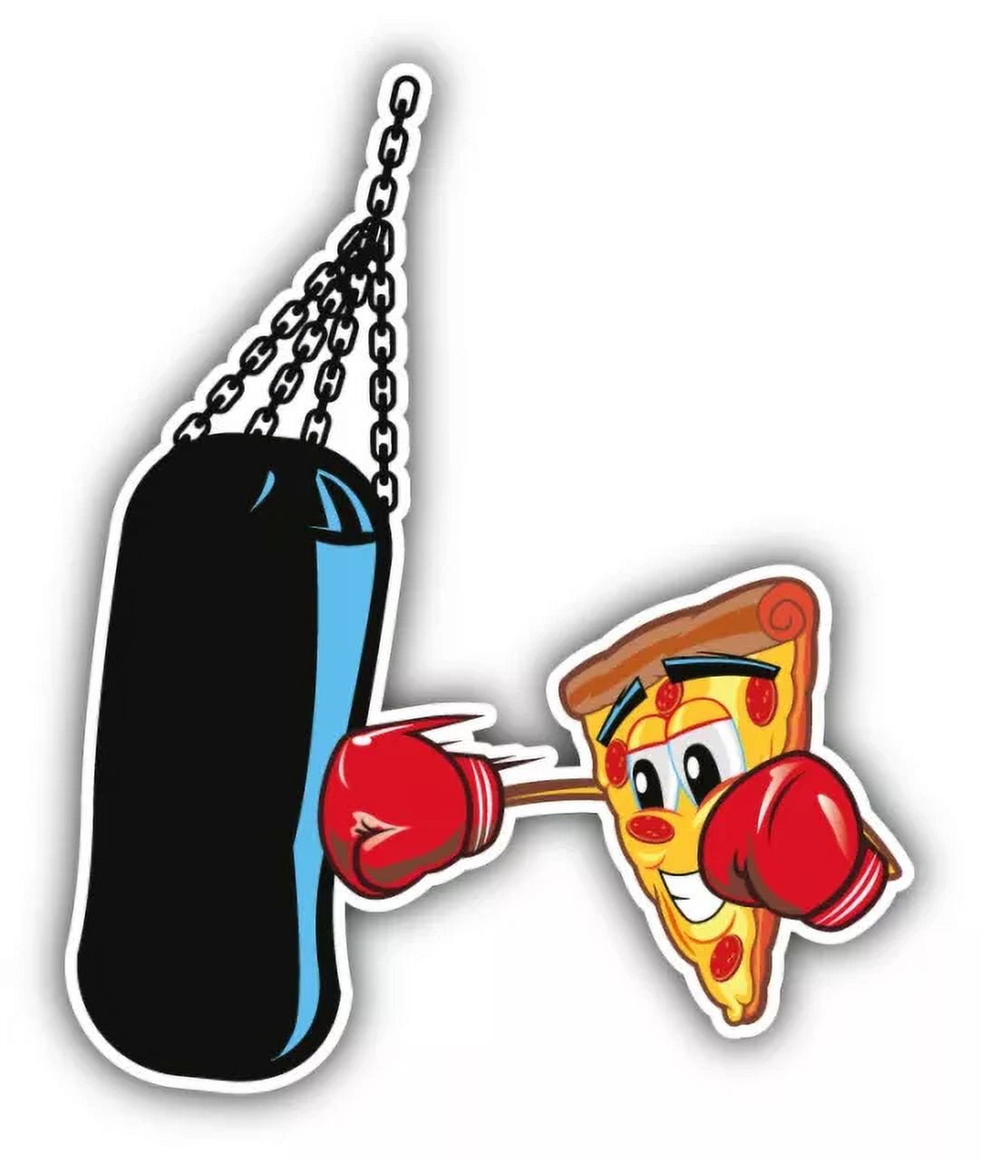Pizza Boxer Fighter Cartoon Car Sticker Phone Decal Water Bottle ...