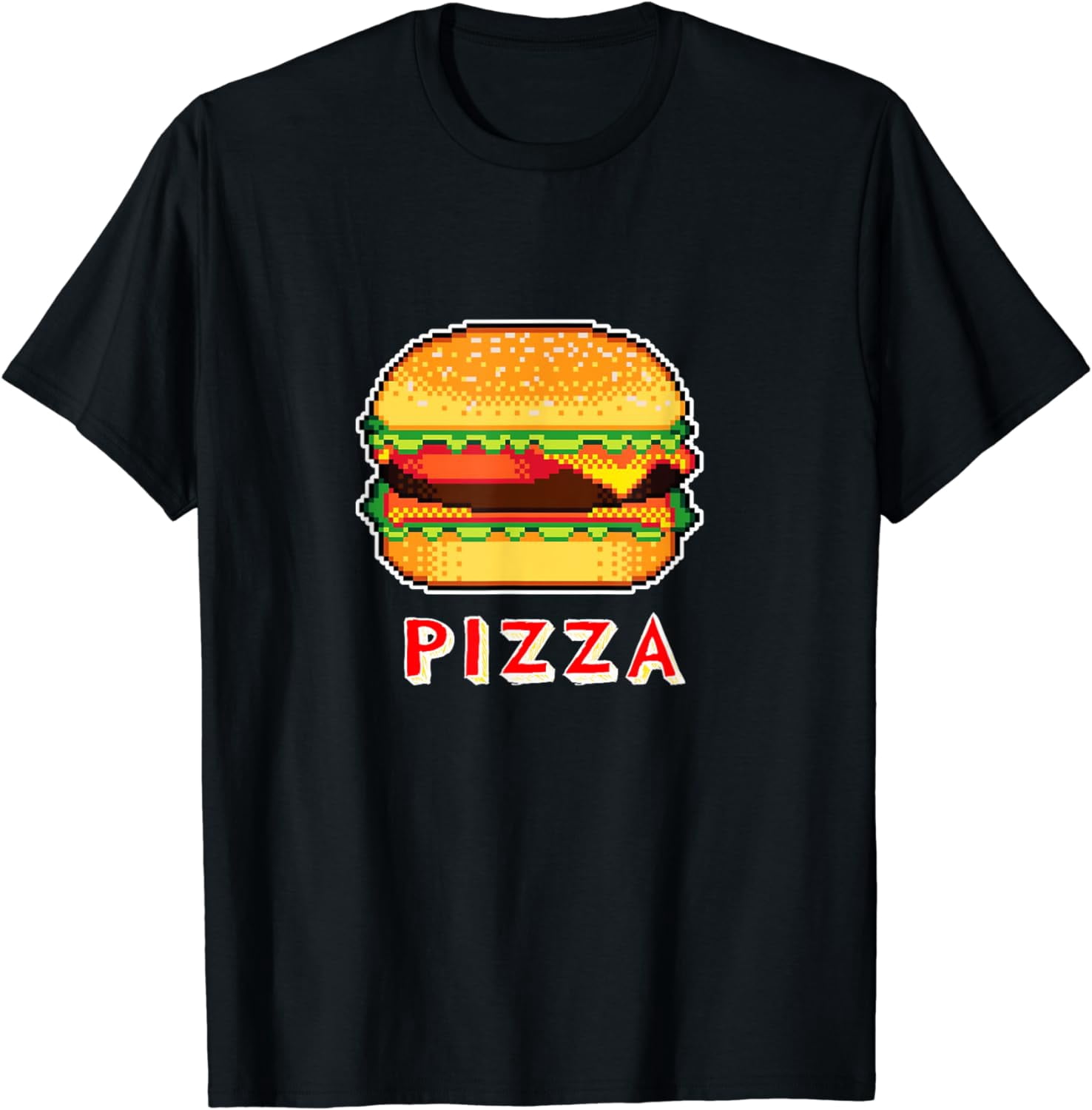 Pizza Cheesbourger 8 bit pixels 80s arcade gamer gamer T-Shirt ...