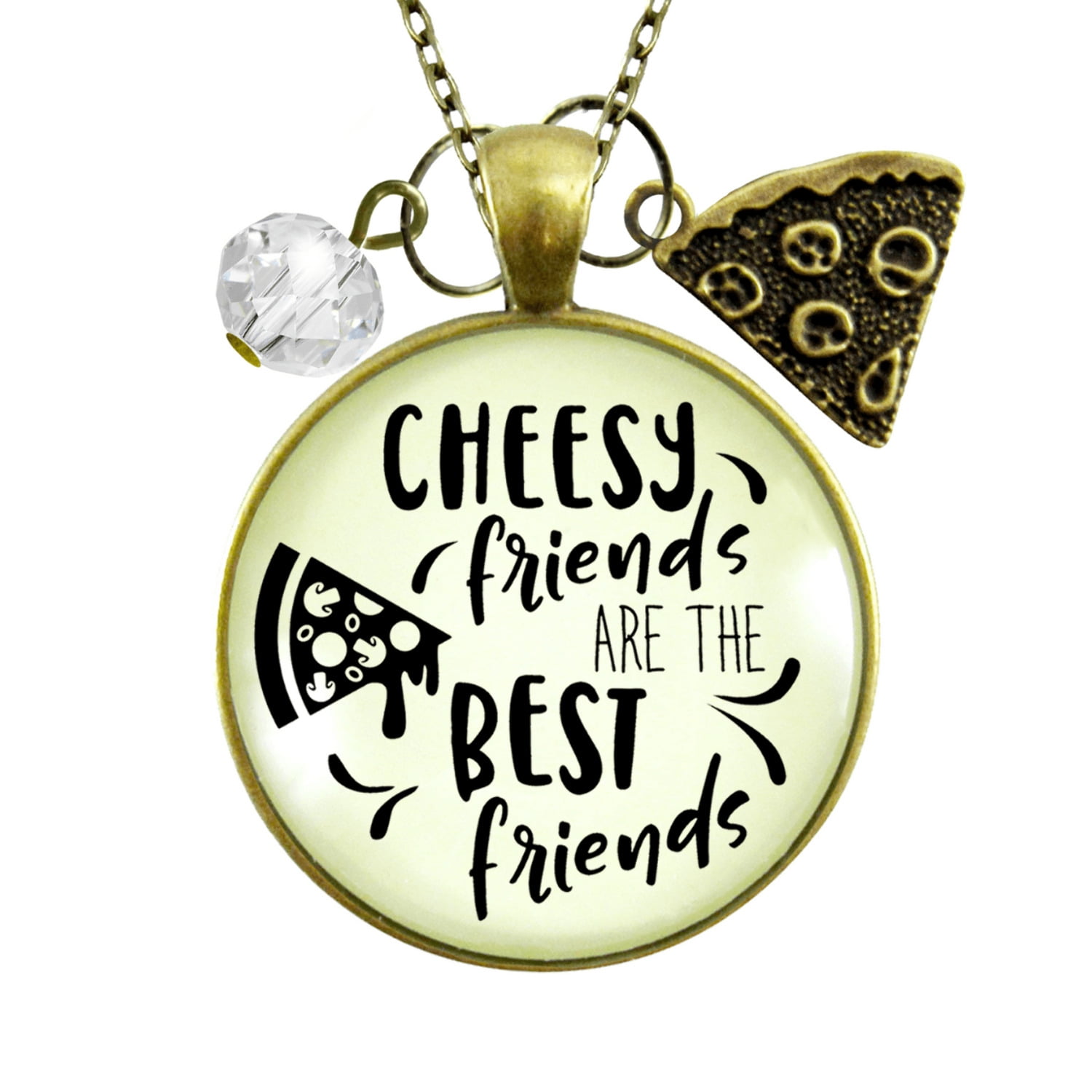 Pizza Cheesy Friends Necklace Gutsy Goodness Adult Female Bronze Metal ...