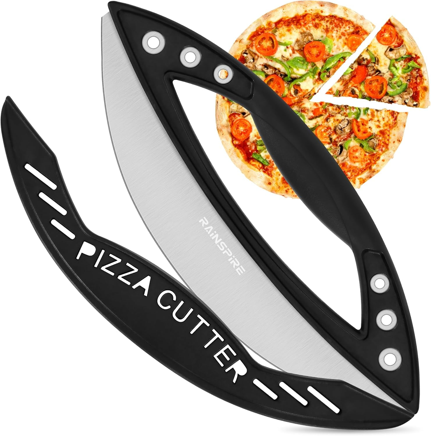 Pizza Cutter Rocker Blade Stainless Steel Pizza Rocker with Cover Sharp ...
