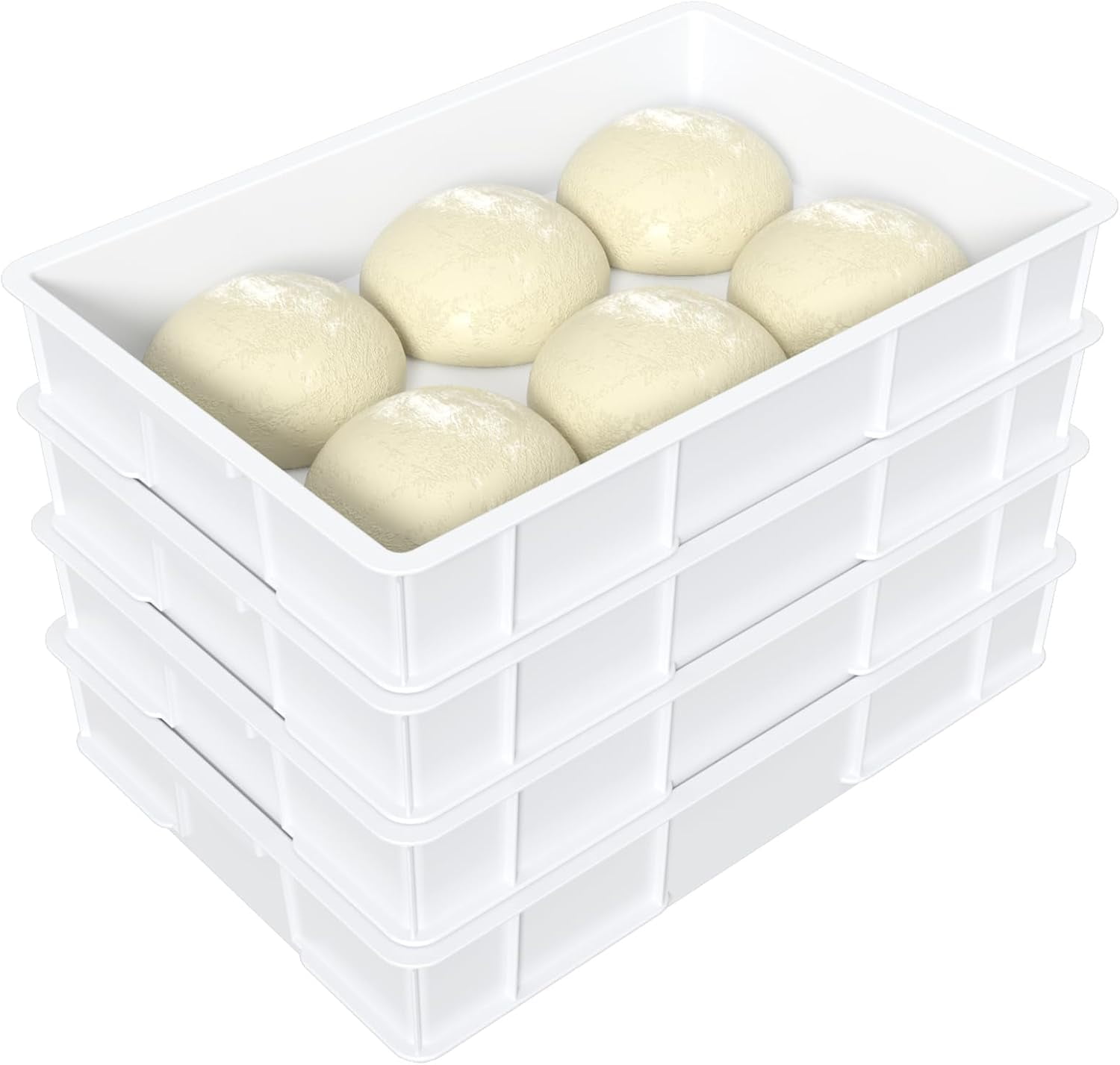 Pizza Dough Proofing Box Tray, Stackable Quality Trays, White, 4 Trays ...