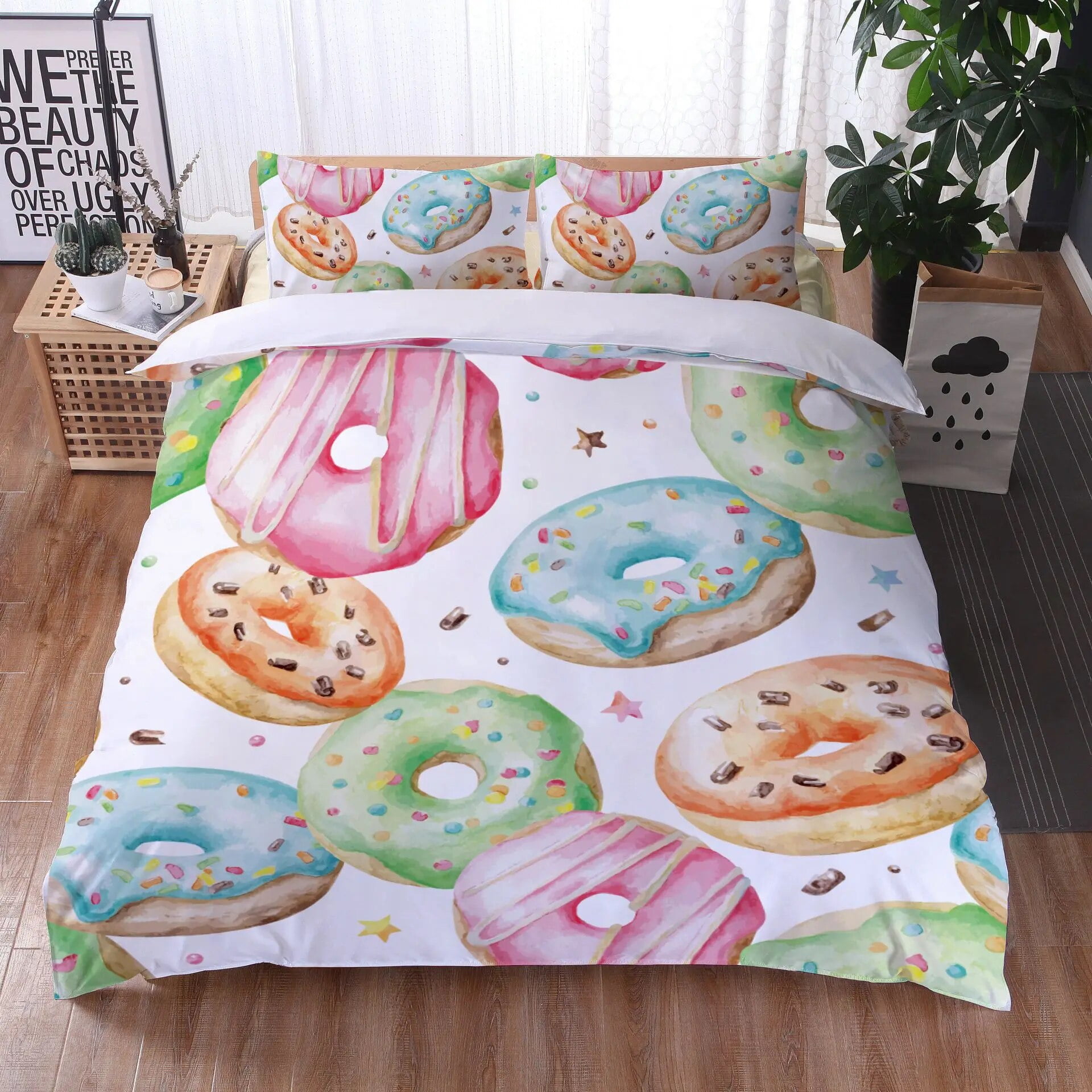 Pizza Duvet Cover Burger Fries Donuts Comforter Cover Microfiber Fast ...