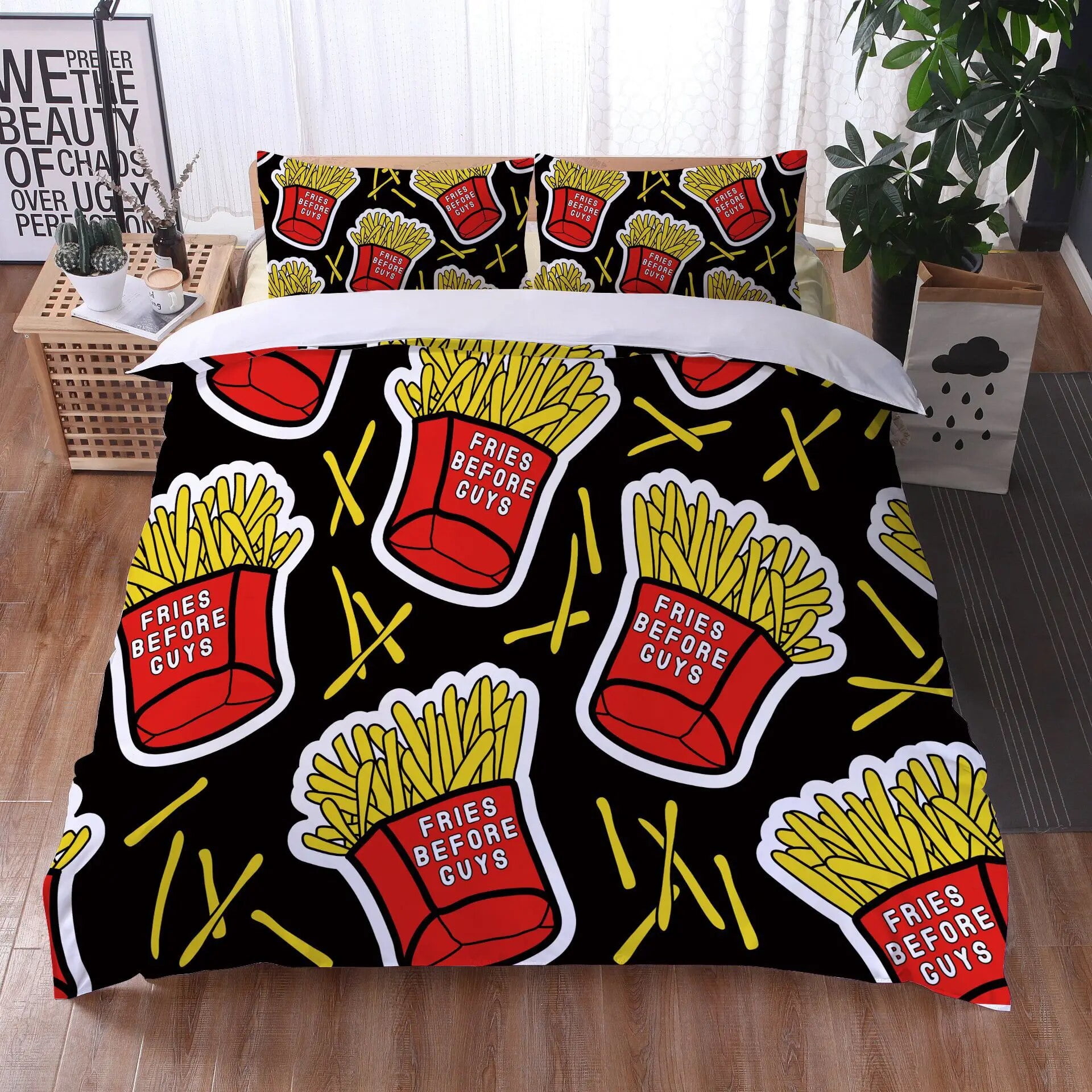 Pizza Duvet Cover Burger Fries Donuts Comforter Cover Microfiber Fast ...