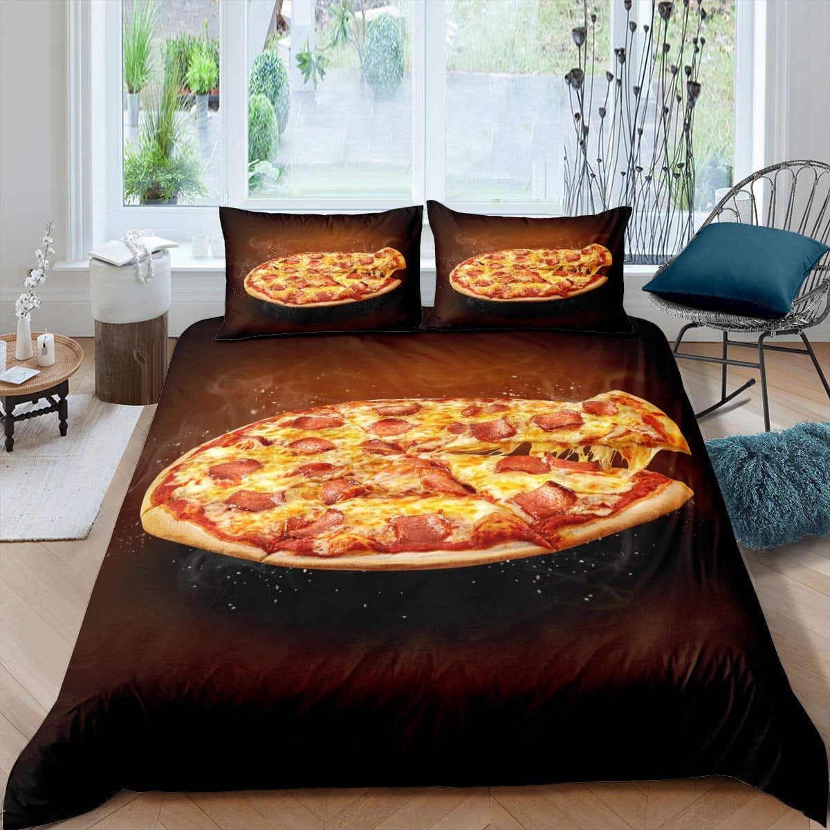 Pizza Duvet Cover Set Cheese Pizza Bedding Sets Pepperoni Noodles ...