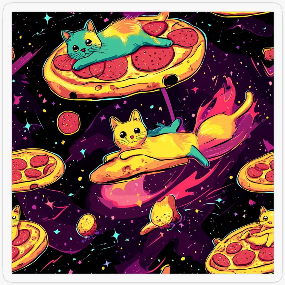 Pizza Flight To The Meow Rhythm Sticker Kir-4098 - Walmart.com