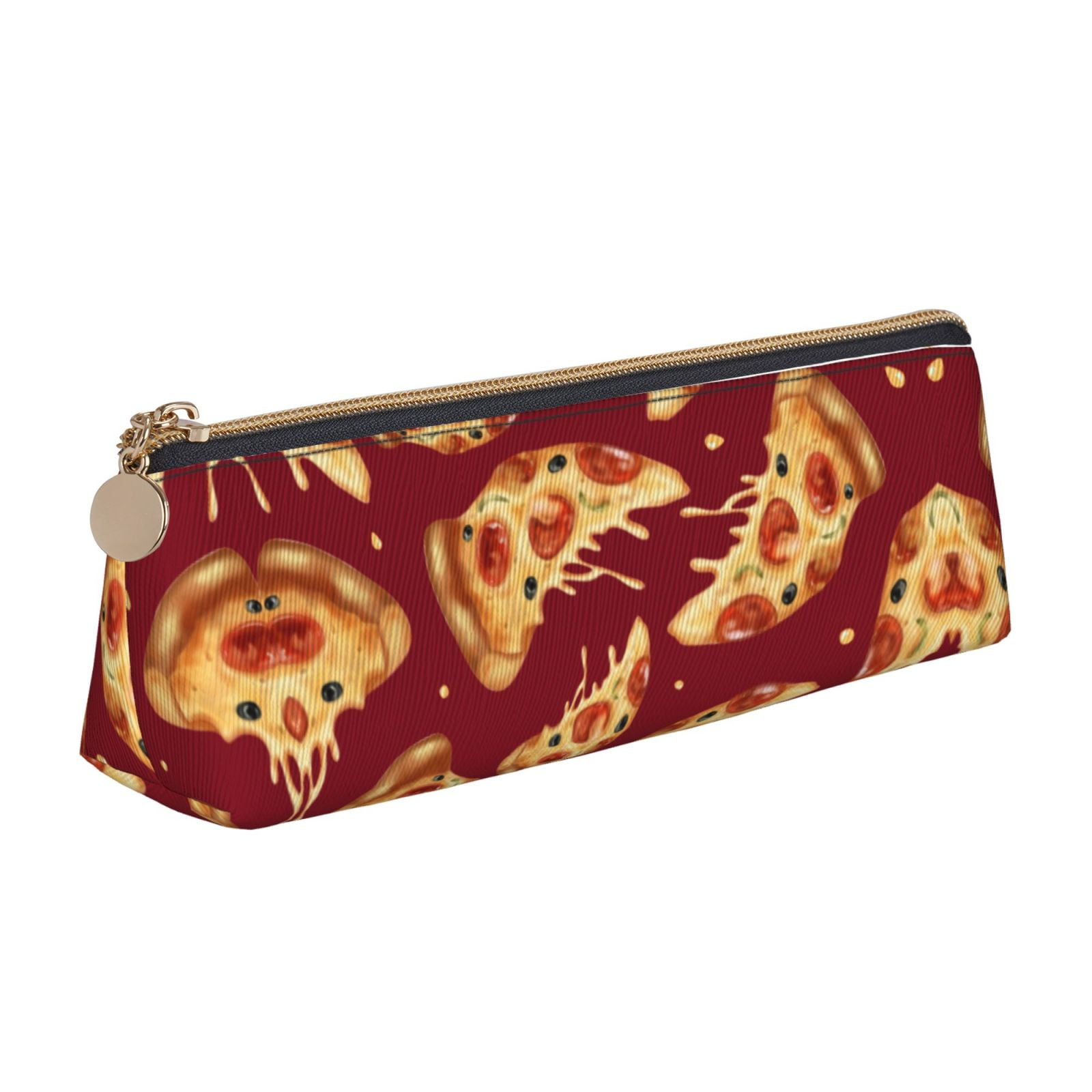 Pizza Food Pattern Pencil Case Leather Pen Pouch Storage Bag With ...