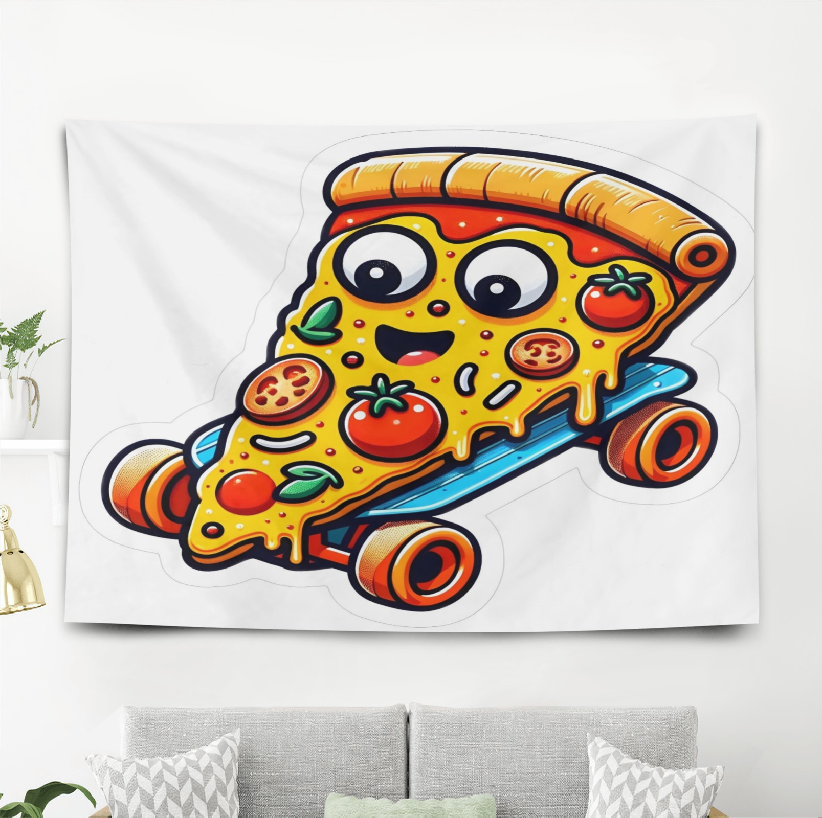 Pizza Game Pattern Wall Hanging 50*60 Inches High-Quality Peach Skin ...