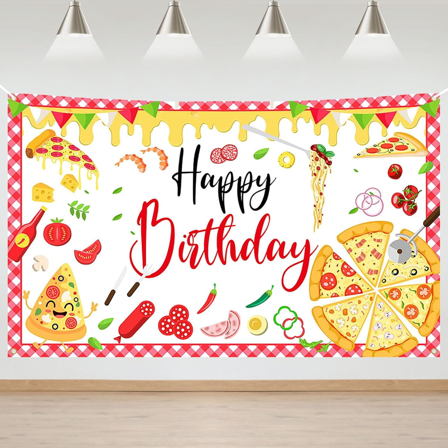 Pizza Happy Birthday Party Backdrop Kids Cooking Theme Pizza Party ...