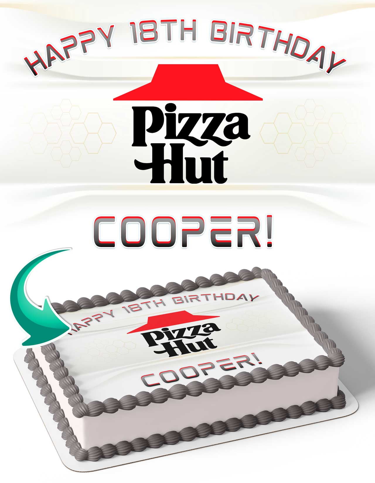 Pizza Hut Edible Image Cake Topper Personalized Birthday Sheet Decal ...