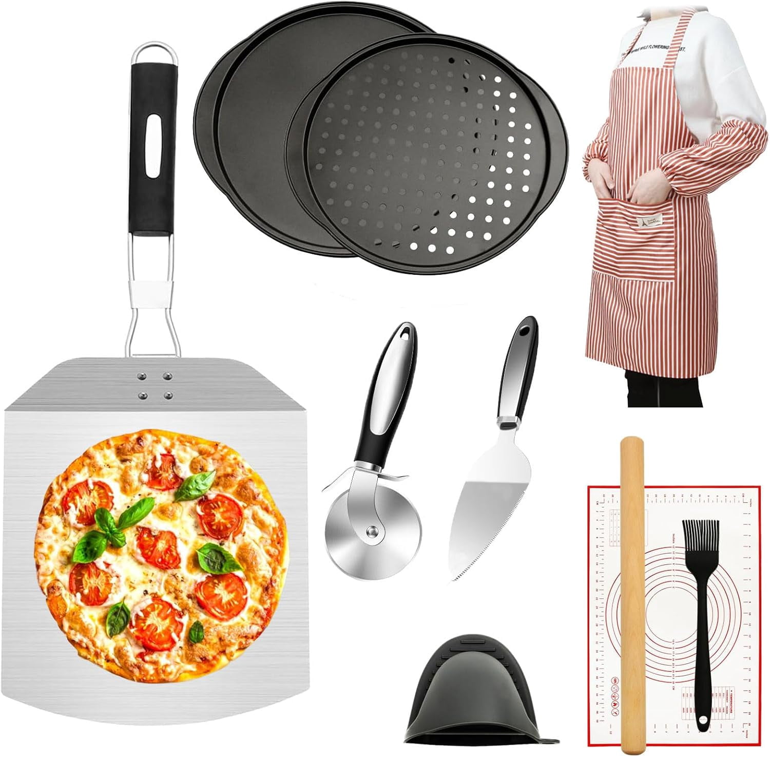 Pizza Kit for Homemade Baking, 12in Perforated and Non-Perforated Pizza ...