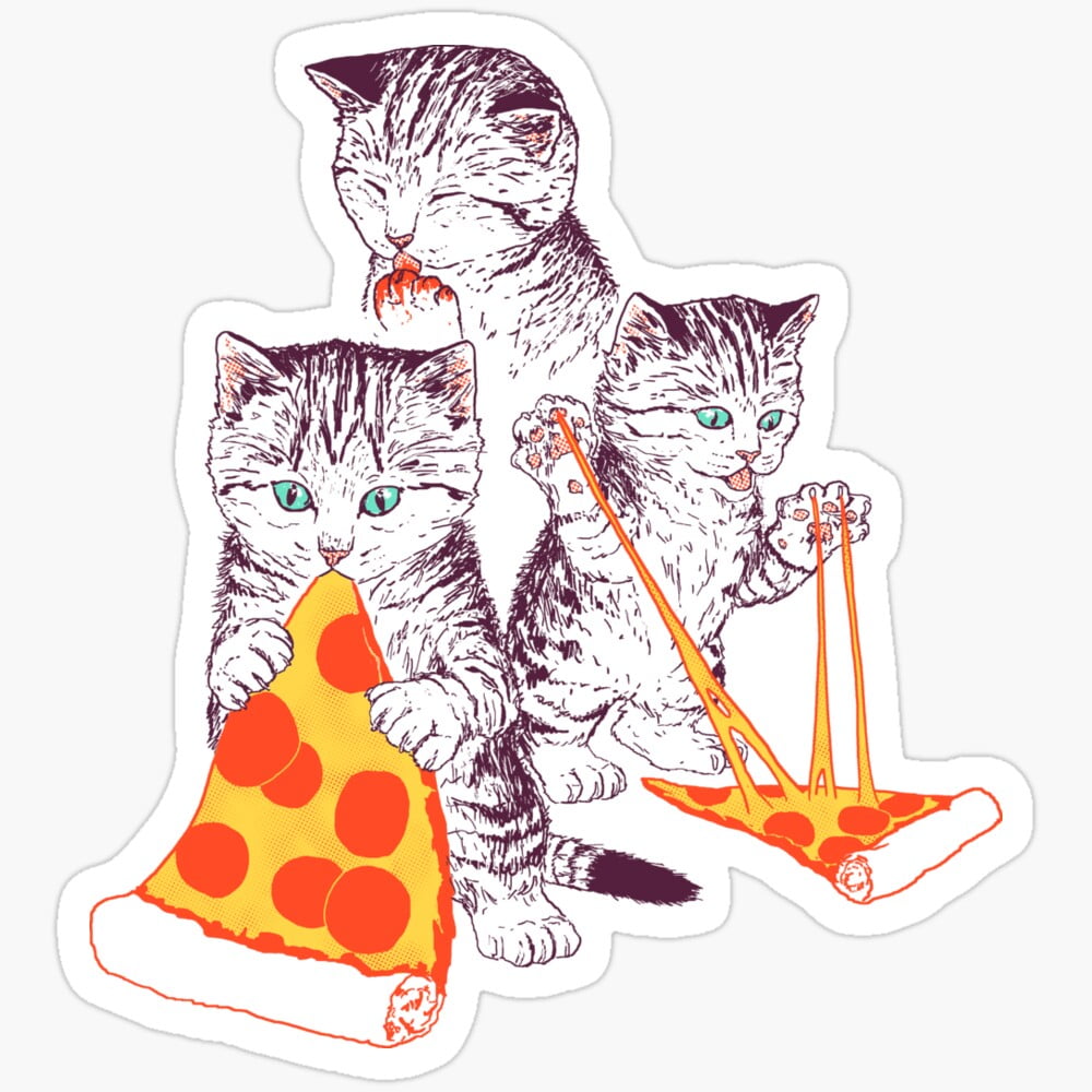 Pizza Kittens Sticker Phone Decal Water Bottle Stickers Car Decals ...