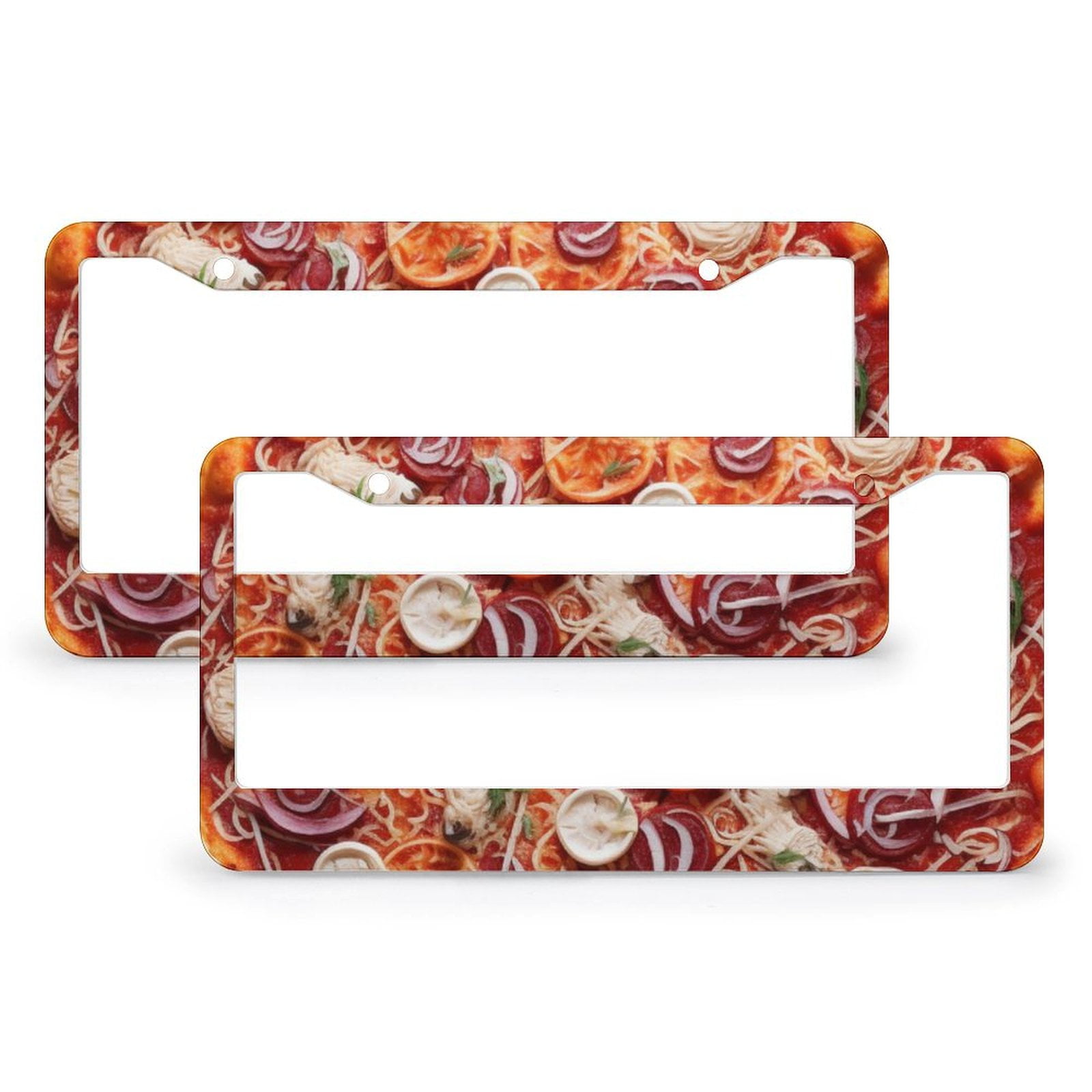 Pizza License Plate Frame 2 Pack Fantasy Delicious Food License Plate ...