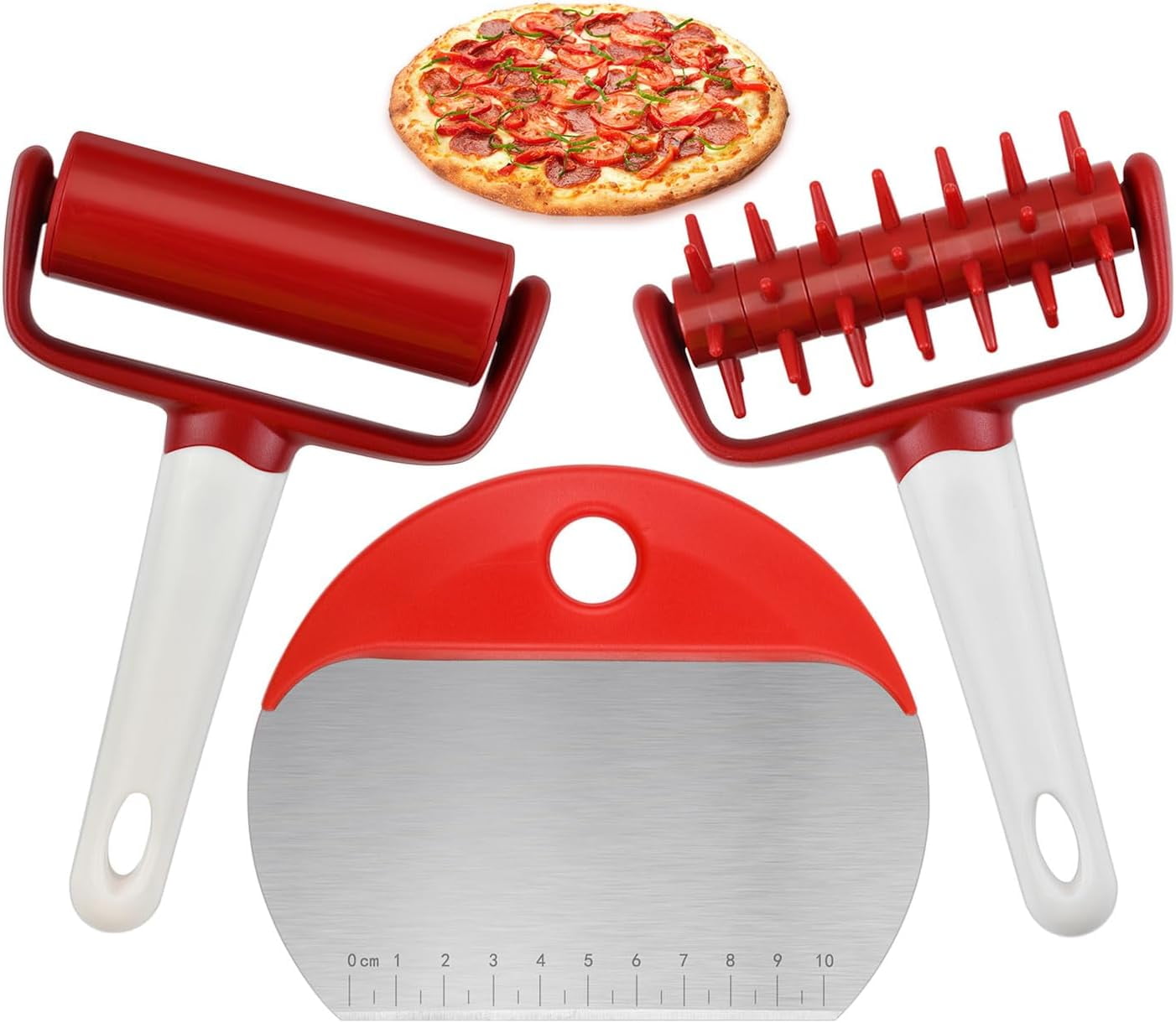 Pizza Making Accessories Tool Set of 3 (Including Pastry Roller, Dough ...