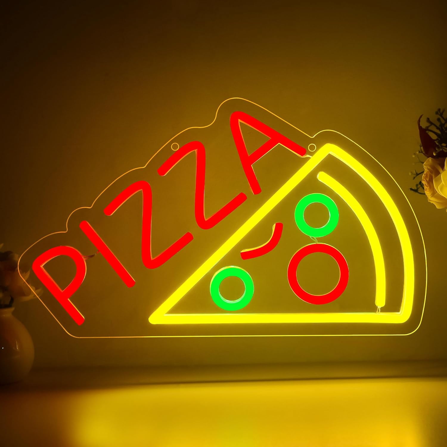 Pizza Neon Sign for Wall Decor, Pizza Shaped Neon Sign for Pizzeria ...