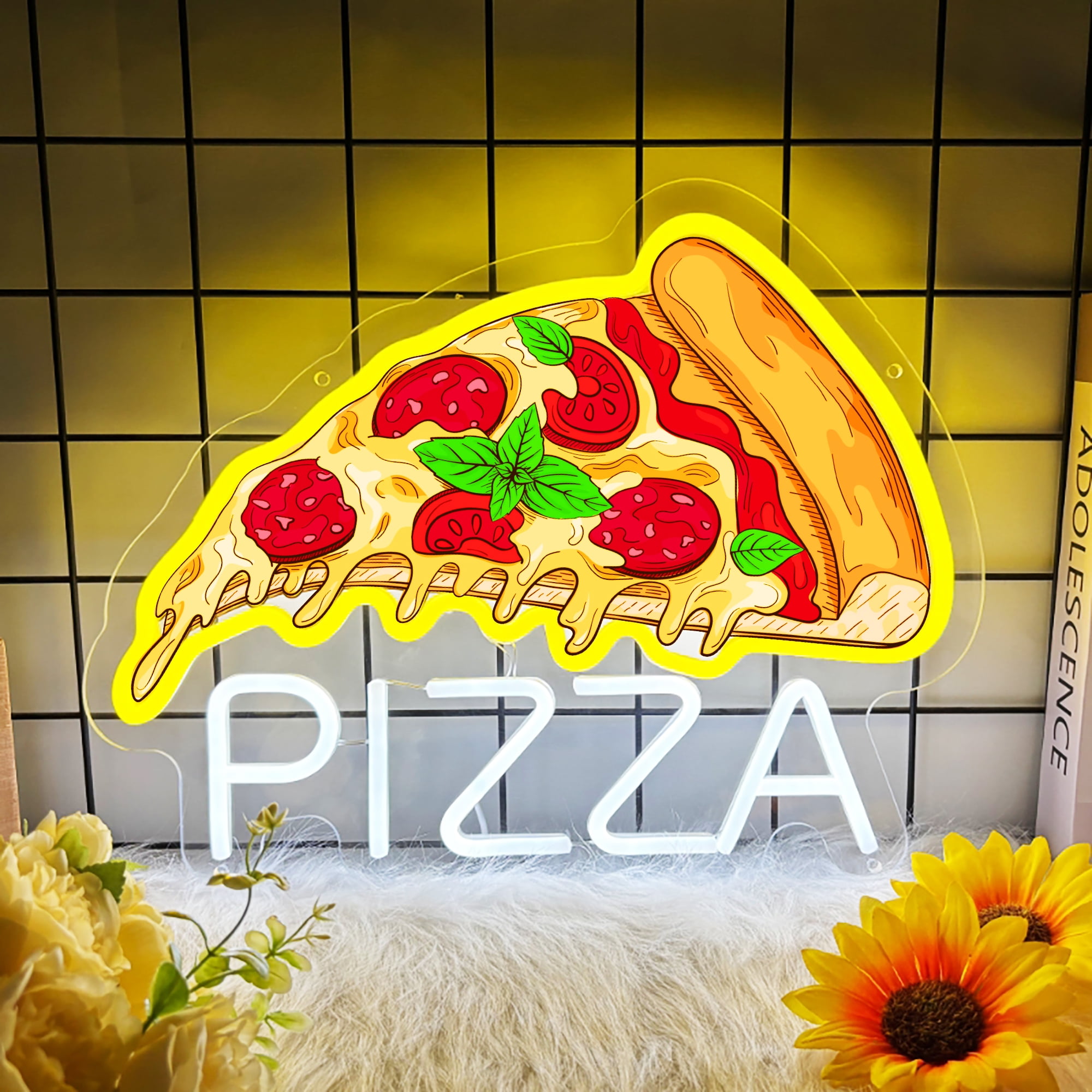 Pizza Neon Sign for Wall Decor, Dimmable Pizza Led Signs, USB Powered ...