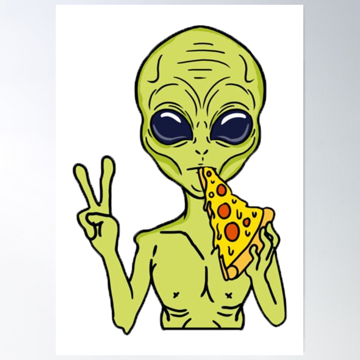 Pizza Out Of This World Alien Eating Pizza Poster Wall Art, Modern Wall ...