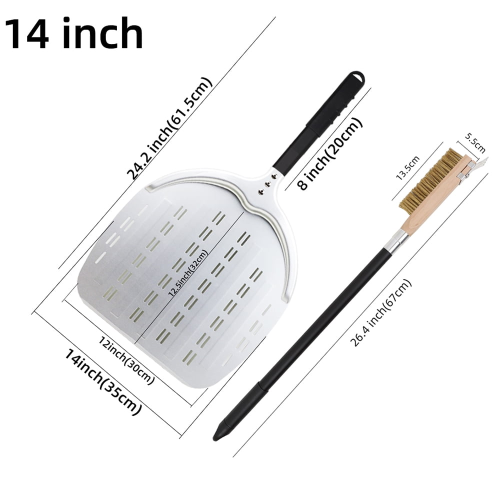 Pizza Oven Brush&Pizza Peel Set Perforated Shovel Paddle Grill Clean ...