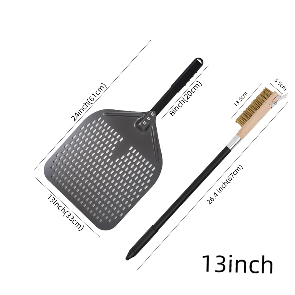 Pizza Oven Brush&Pizza Peel Set Perforated Shovel Paddle Grill Clean ...