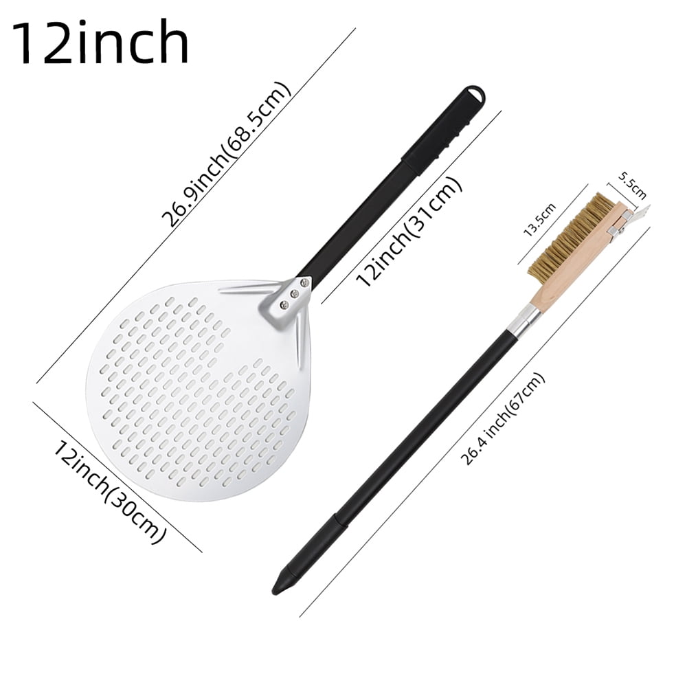 Pizza Oven Brush&Pizza Peel Set Perforated Shovel Paddle Grill Clean ...