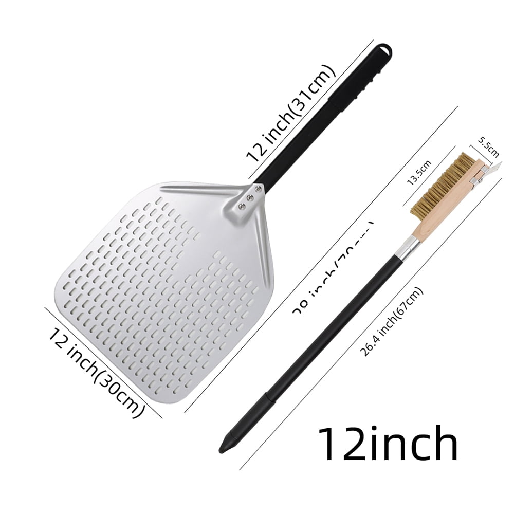 Pizza Oven Brush&Pizza Peel Set Perforated Shovel Paddle Grill Clean ...