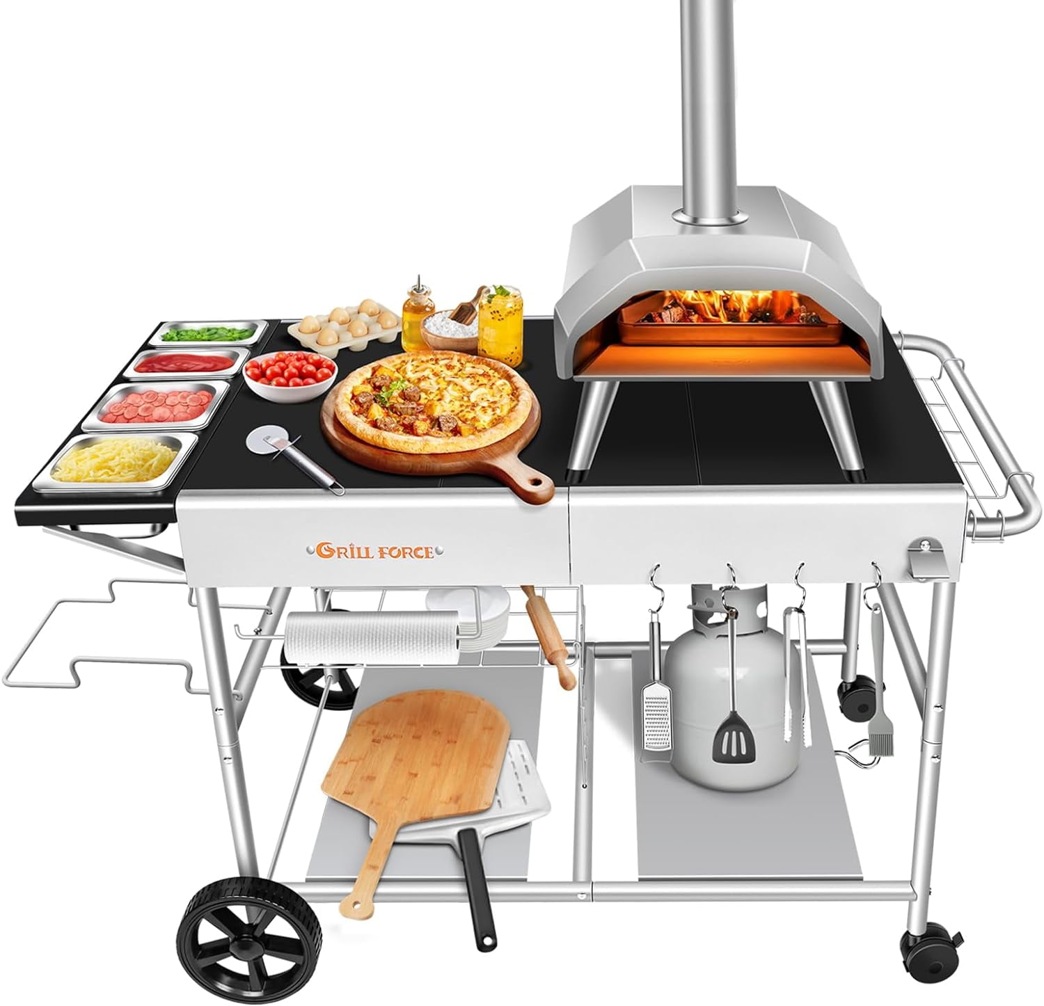 Pizza Oven Cart Table for Ooni Koda/Karu/Fyra 16 & 12 with Pizza ...