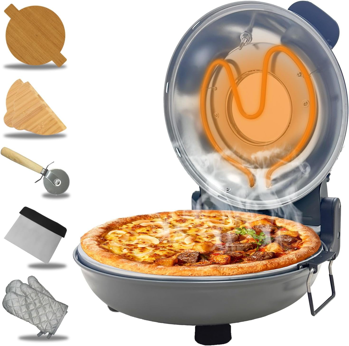 Pizza Oven Indoor, 12 Inch Retro Pizza Maker, Heating 800?F, 1200W ...