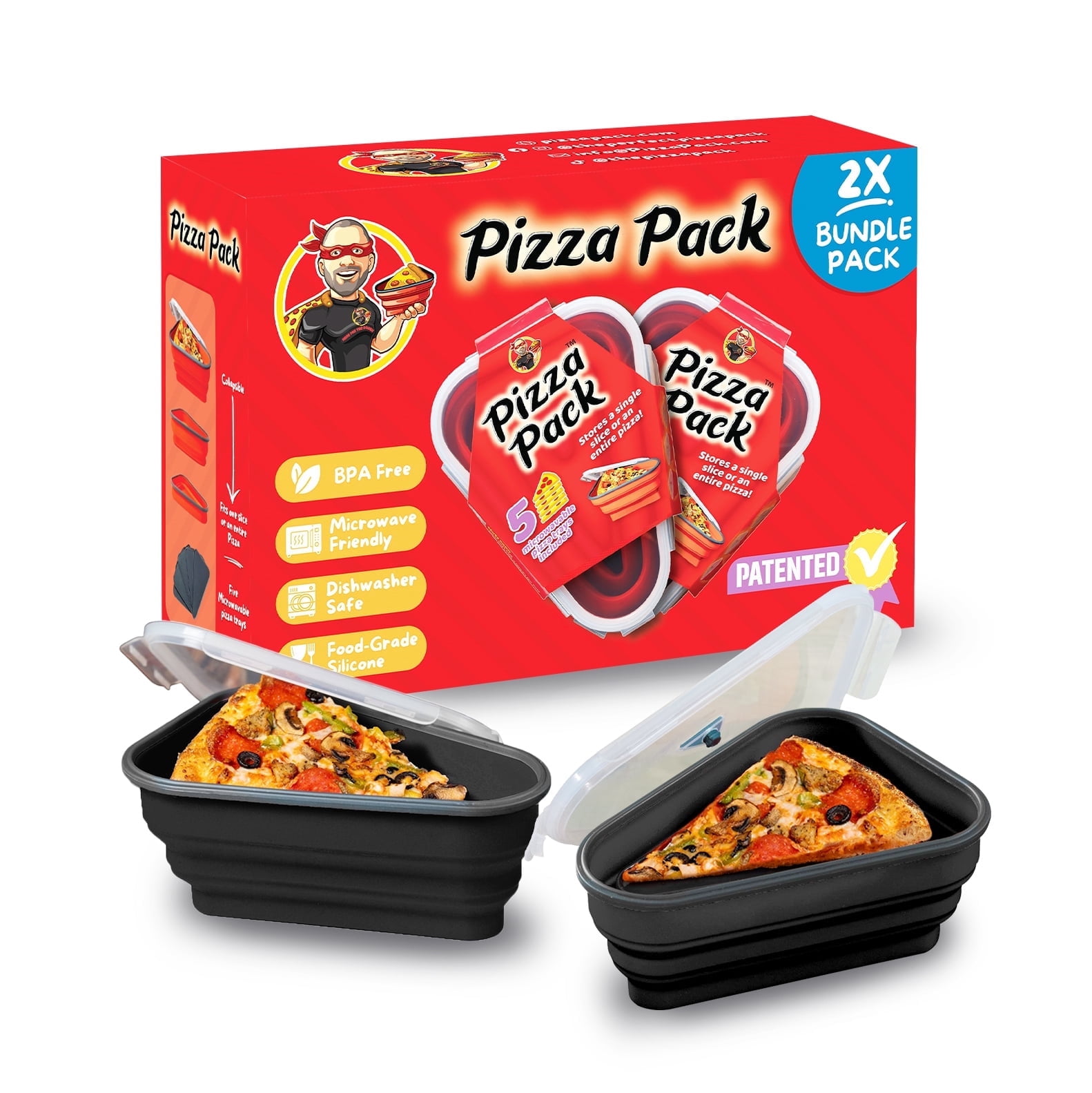 Pizza Pack¬Æ Adjustable BPA-Free Silicone Storage Container with ...
