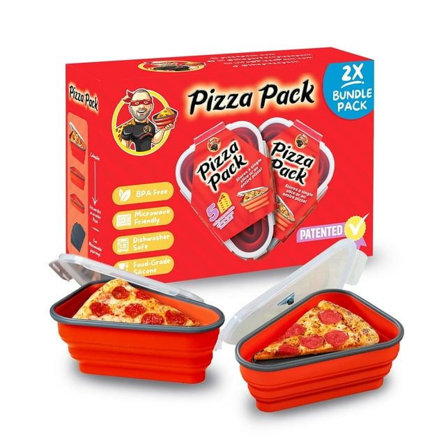 Pizza Pack® Reusable BPA-Free Silicone Storage Container with 5 ...