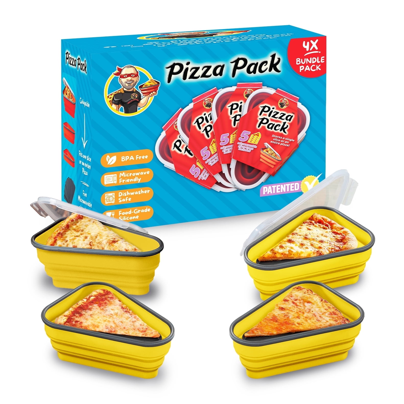Pizza Pack® Reusable BPA-Free Silicone Storage Container with 5 ...