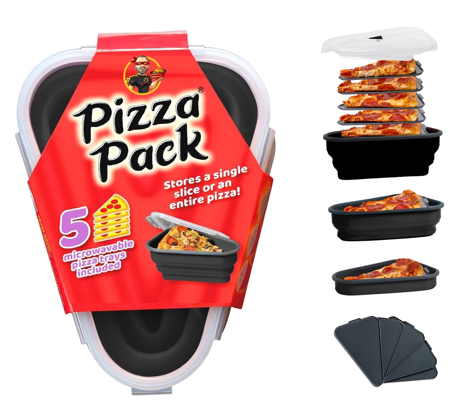 Pizza Pack® Keeper: BPA-Free Silicone Pizza Holder, 5 Microwavable ...