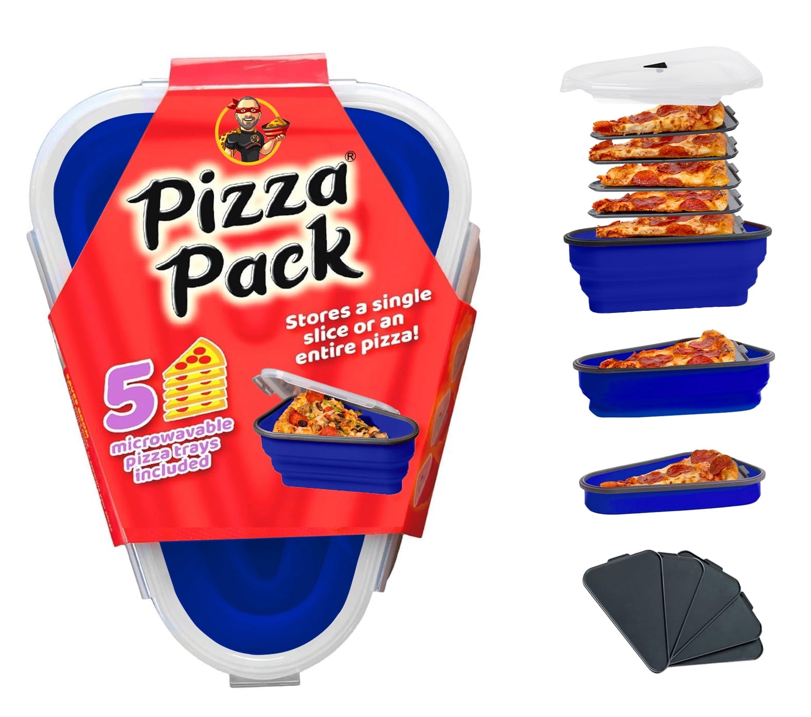 Pizza Pack® BPA-Free, Expandable Pizza Holder with 5 Microwaveable ...