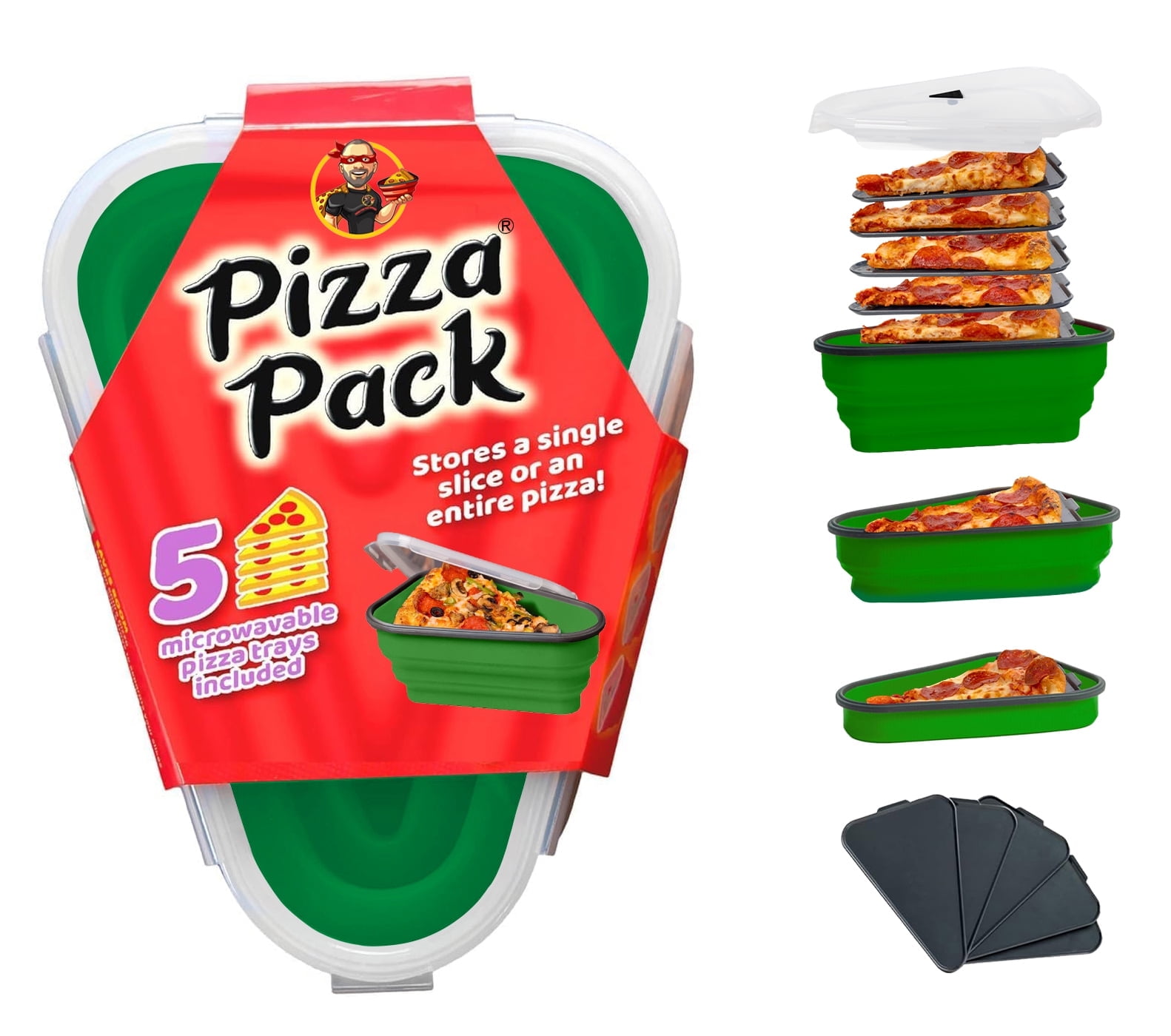 Pizza Pack® BPA-Free Silicone Pizza Saver, Reusable Container with 5 ...