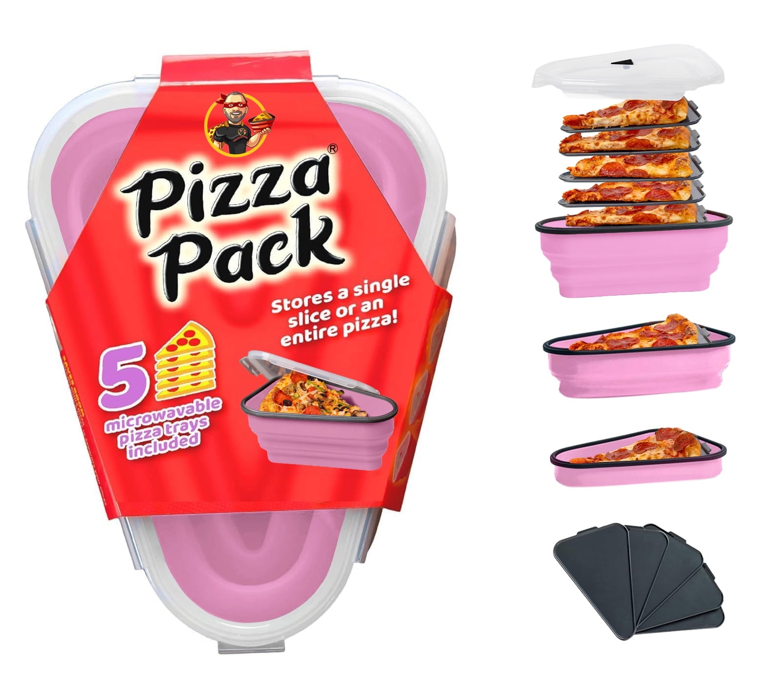 Pizza Pack® Reusable BPA-Free Silicone Storage Container with 5 ...