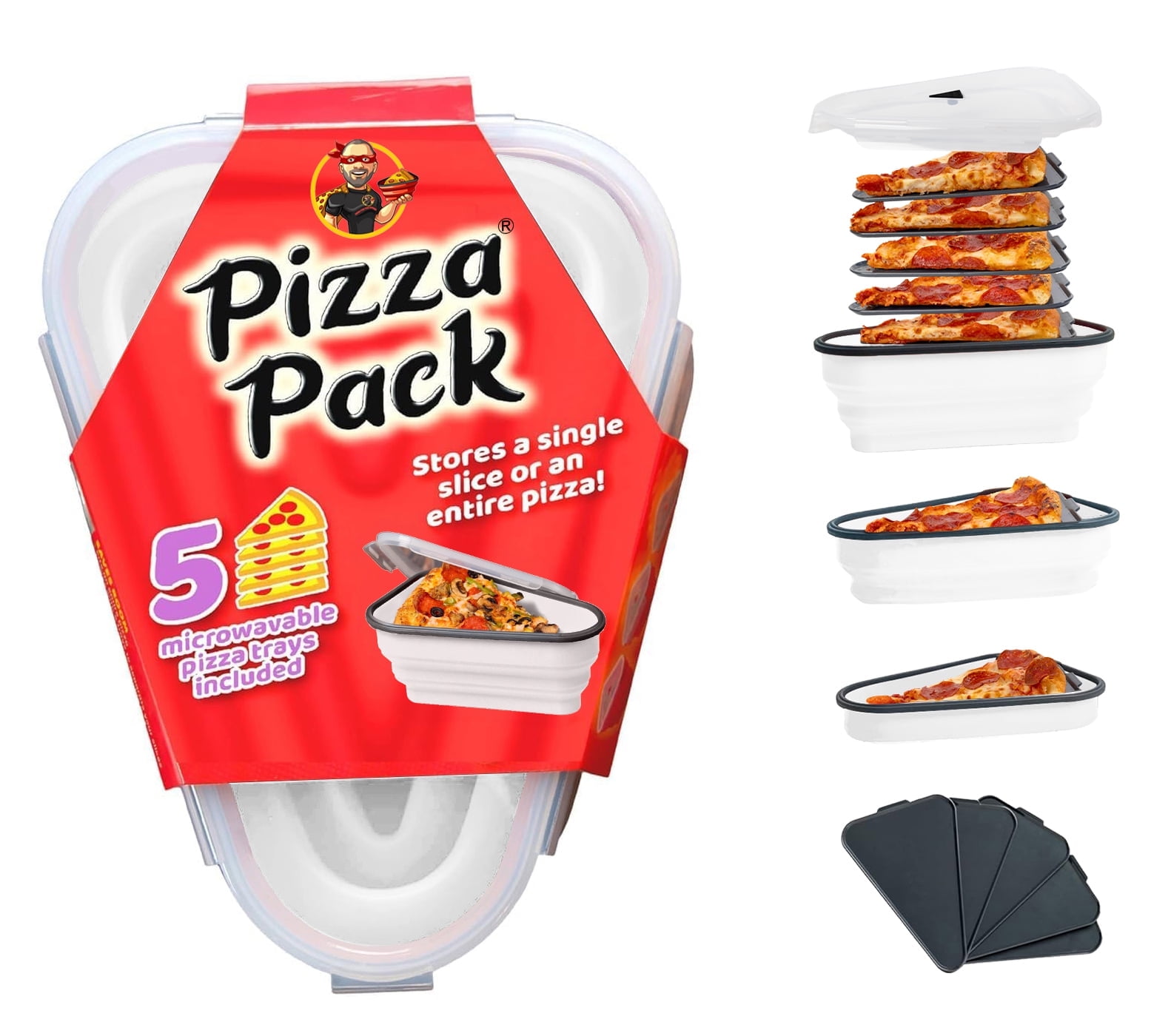 Pizza Pack Reusable BPA-Free Silicone Pizza Container, Collapsible with ...
