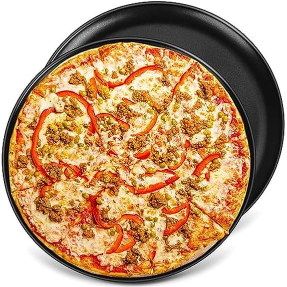 Pizza Pan Set of 2, Stainless Steel Pizza Tray, Round Pizza Plate For ...