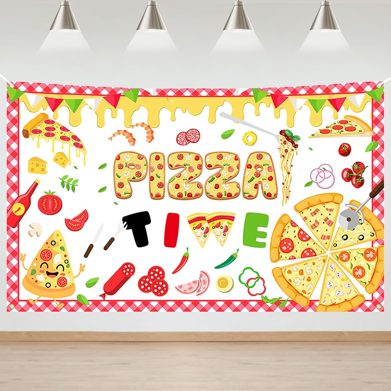 Pizza Party Backdrop Pizza Time Party Banner Cooking Theme Photo ...