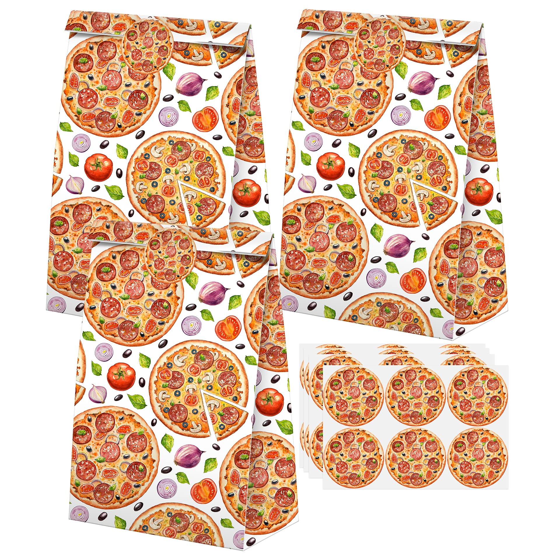 Pizza Party Favors Candy Bags with Stickers - Pizza Goodie Gift Treat ...